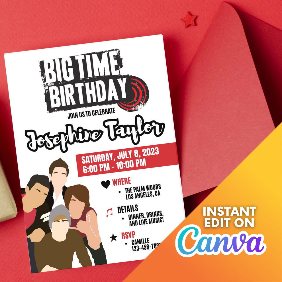 Editable Big Time Rush Birthday Party Invitation (Canva) – Shop Disco
